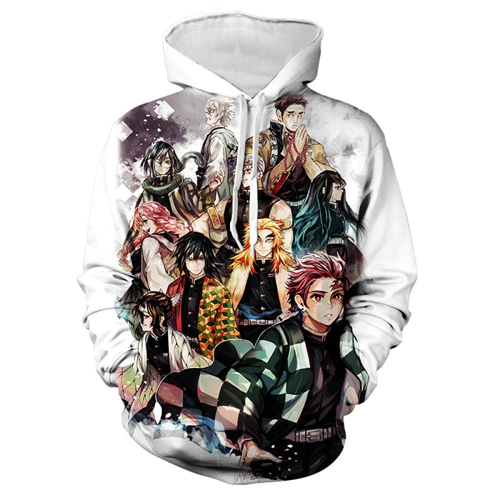 FIHTRY Demon Slayer Hoodie Sweatshirts Men/Women Casual Streewear Pullover Harajuku Tracksuit-A_L, Large