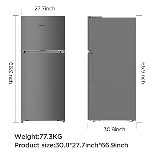 NUTRIFROST 30" Top Freezer Refrigerator - 17.6 Cu.Ft Total Capacity - Reversible Door - Adjustable Thermostat - Metallic Finish