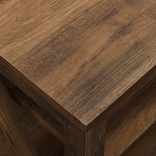 Walker Edison Modern Farmhouse A-Frame Wood Rectangle Coffee Table Living Room Ottoman Storage Shelf, 48 Inch, Rustic Oak