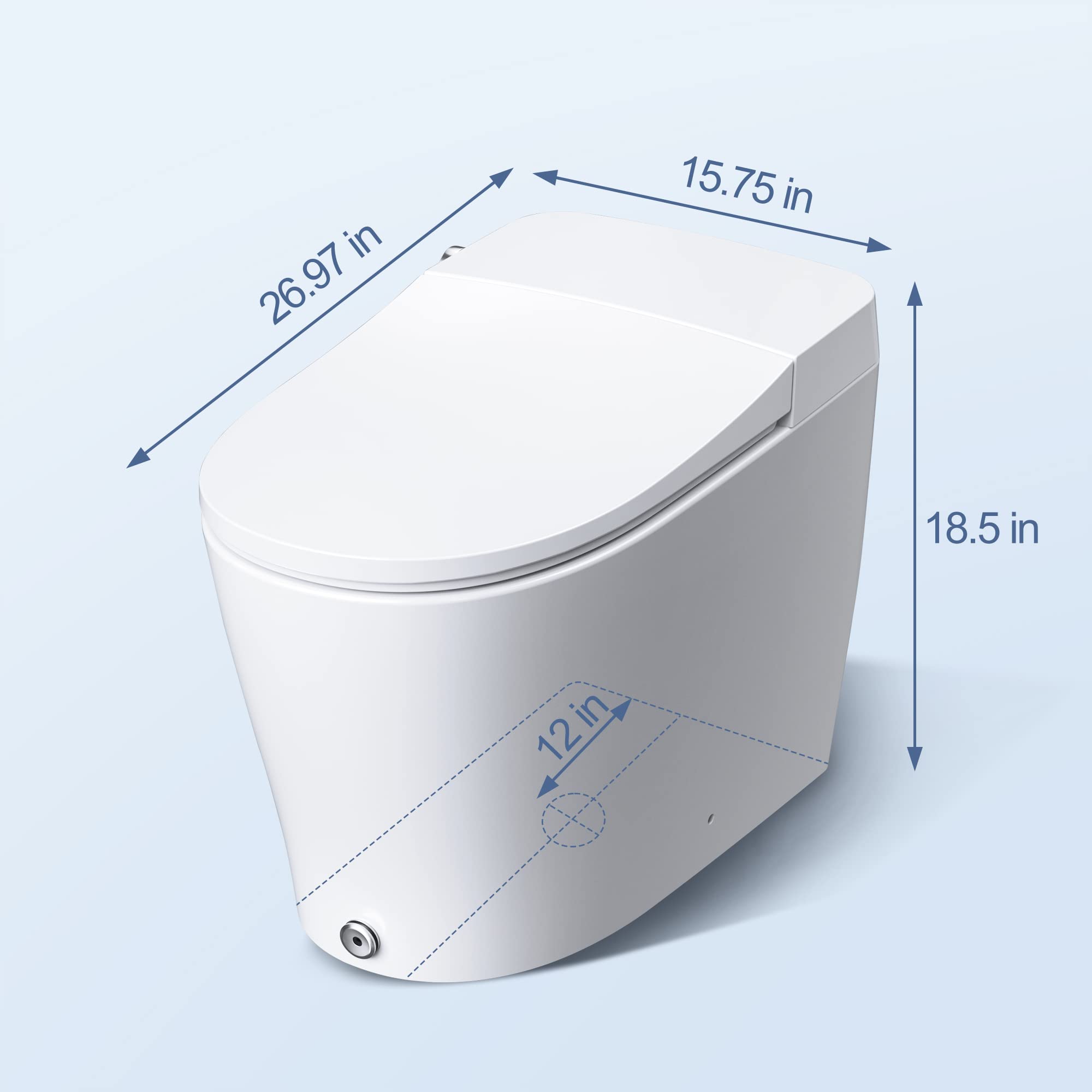 HOROW Upgraded Integrated Smart Toilet, Premium Automatic Power Flush One Piece Toilets with Power Flush Core & Intelligent Chip Built in, Heated Bidets Seat with Instant Warm Water