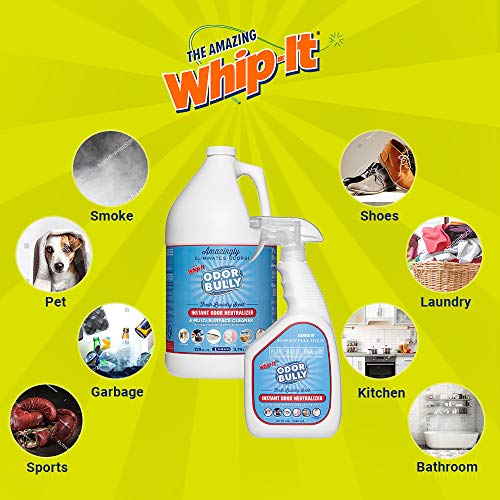 Whip-It Odor Bully Instant Odor Neutralizer Spray - Stain Remover and Odor Eliminator for Home and Car in One - Gallon and 32oz Spray