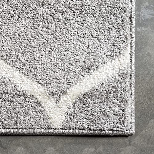 Unique Loom Trellis Frieze Collection Area Rug - Rounded (4' 1" x 6' 1", Light Gray/ Ivory)