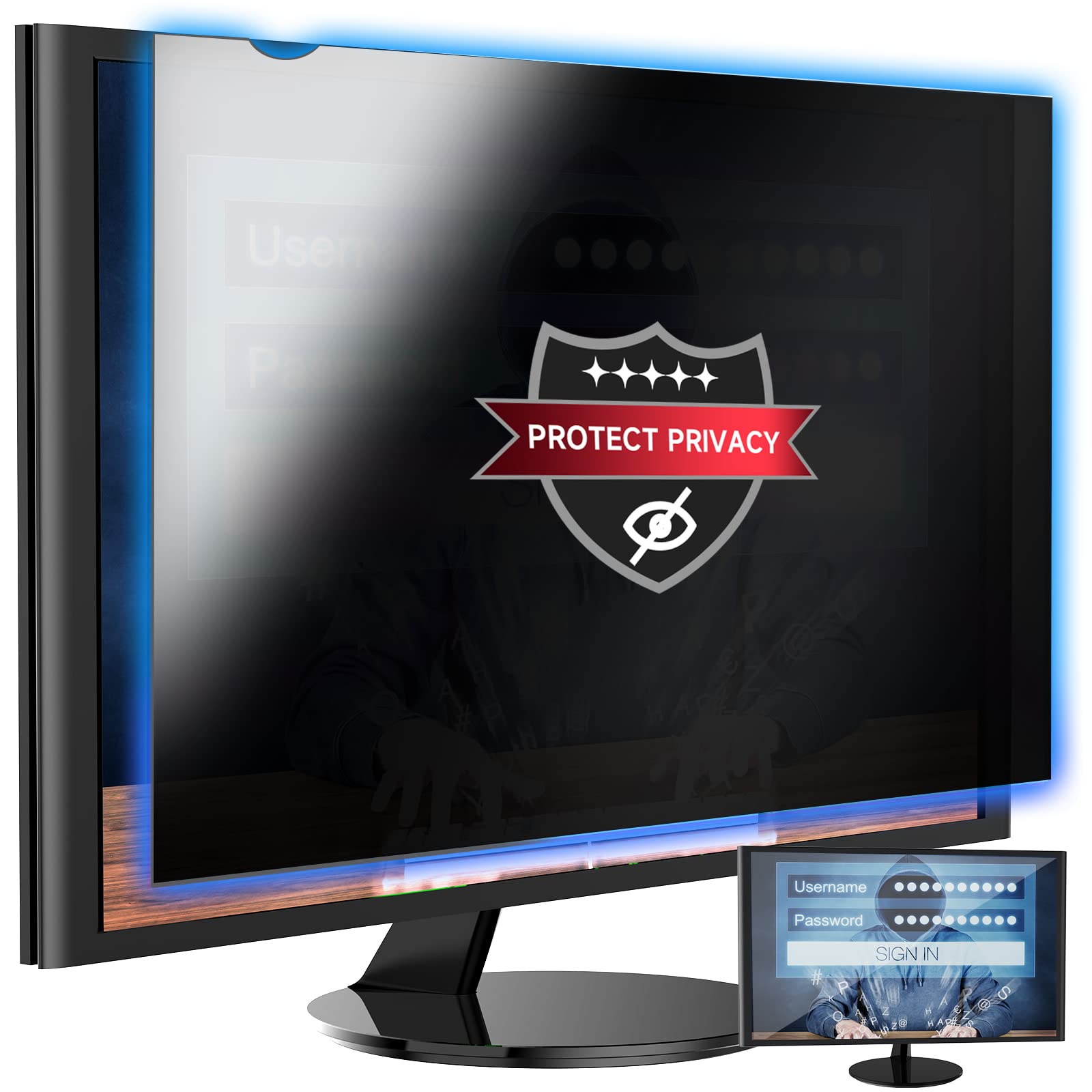 Skylarking 24 inches Computer Privacy Screen Filter, Anti-Spy Anti-Glare Screen Protector Film Compatible 24" Widescreen Computer Monitor with Aspect Ratio 16:9 (WxH:531mm x 298mm)