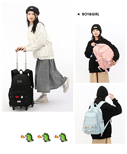 ZHANAO Girls Rolling Backpack Wheeled Backpack for Boys Trolley School Bags Kids Luggage Roller Backpack with 6 Wheels
