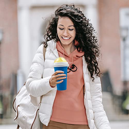 Slushie Maker Cup, Magic Quick Frozen Smoothies Cup for Homemade Milk Shake Ice Cream Maker, Cooling Cup, Double Layer Squeeze Slushy Maker Cup, Birthday Gifts for Friends&Family (Blue)