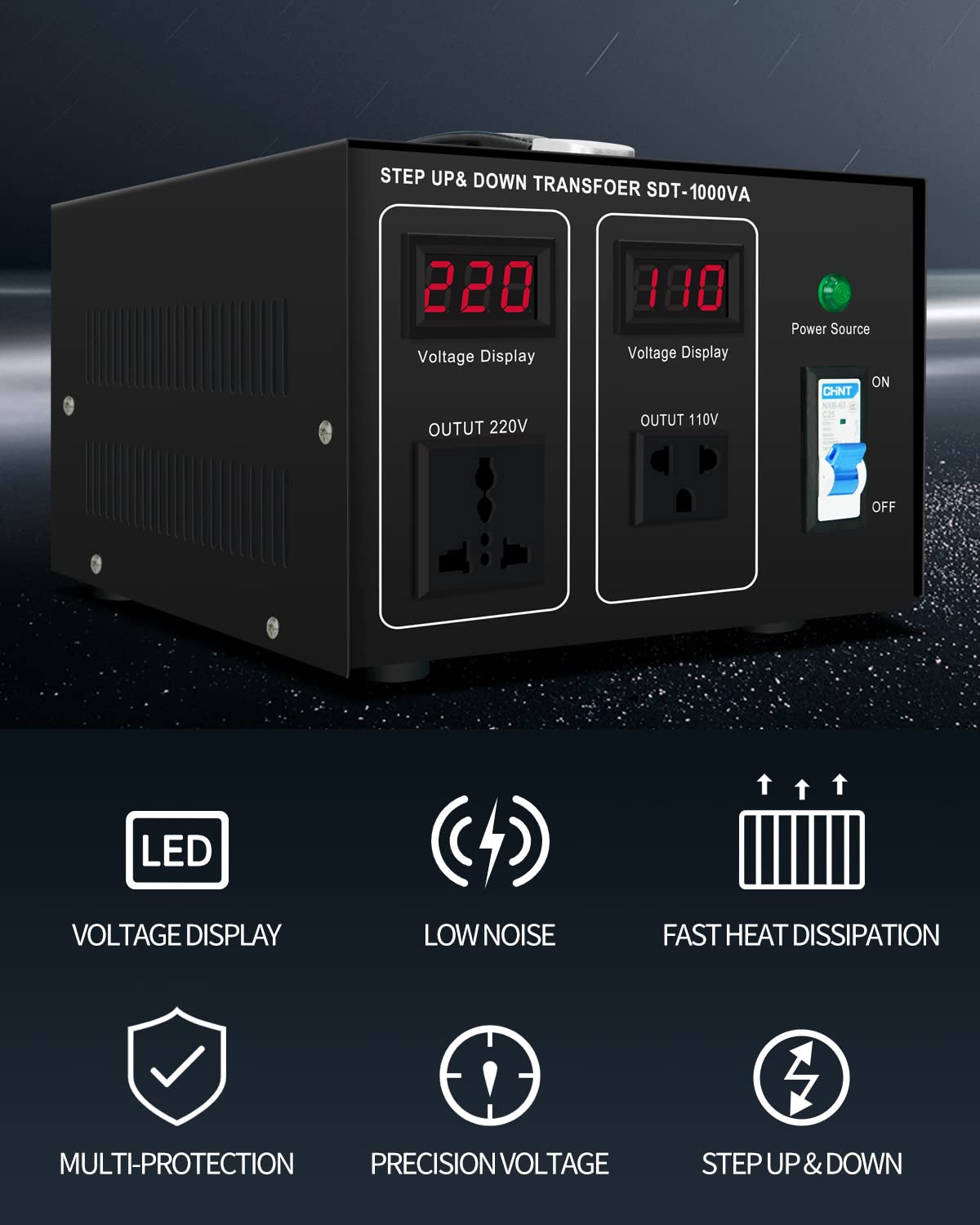 Step Down/Up Transformer 220v to 110v, 3000W Voltage Converter 110 to 220 120v to 240V Heavy Duty Power Transformer