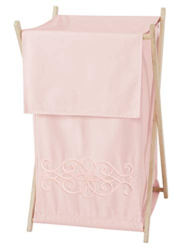 Sweet Jojo Designs Pink Boho Bohemian Baby Kid Clothes Laundry Hamper - Solid Color Blush Shabby Chic Princess Luxurious Luxury Elegant Vintage Designer Boutique Victorian Cotton Embroidered Medallion