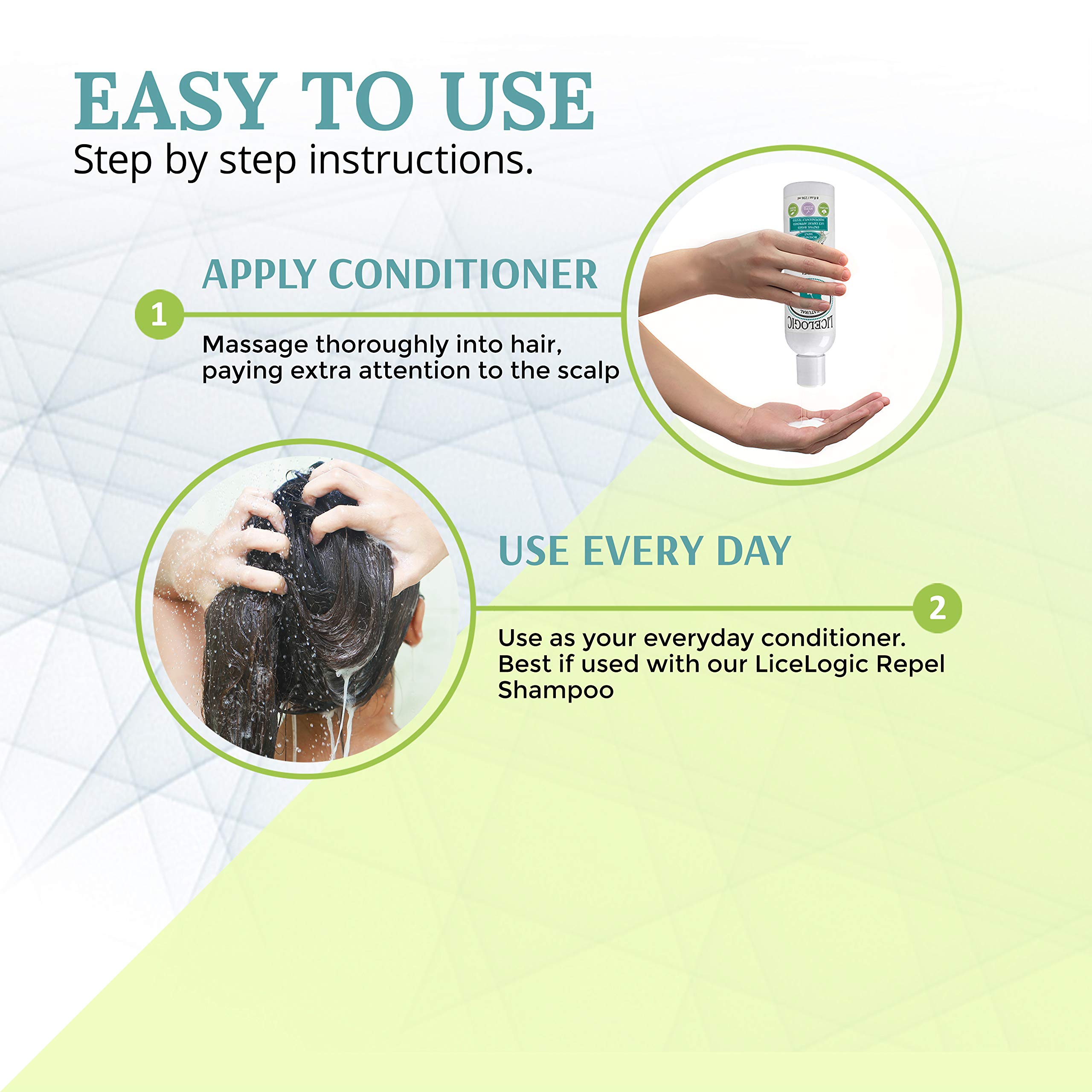 LiceLogic Repel Lice Prevention Conditioner, 8oz, Rosemary Mint - Effective Against Super Lice, Kills Eggs & Nits, Not Toxic, Naturally Derived Licezyme