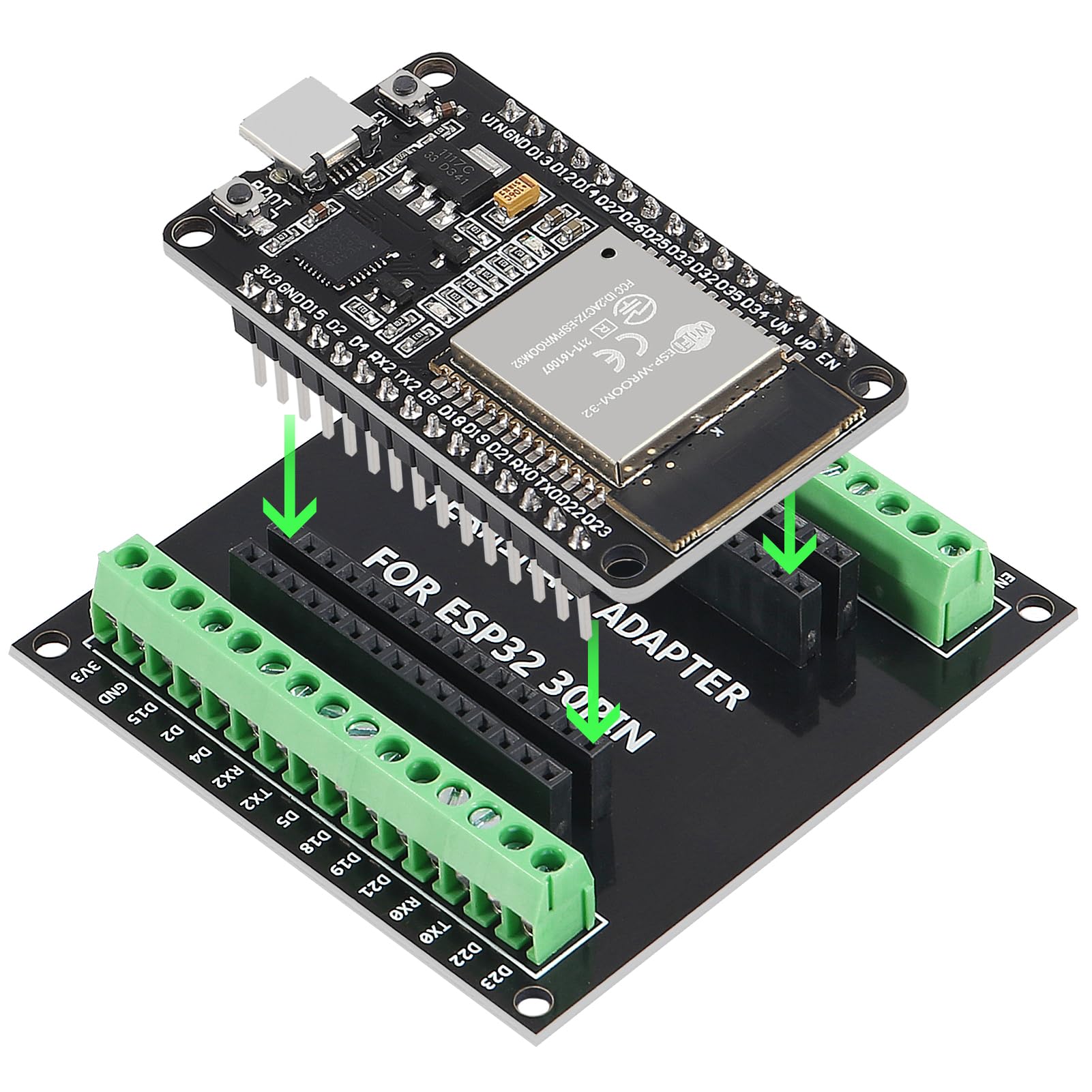 DORHEA 5Pcs ESP32 Breakout Board GPIO 1 into 2 for ESP-32S 38PIN Terminal Screw Board Compatible with ESP32 ESP-WROOM-32 Microcontroller Development Board