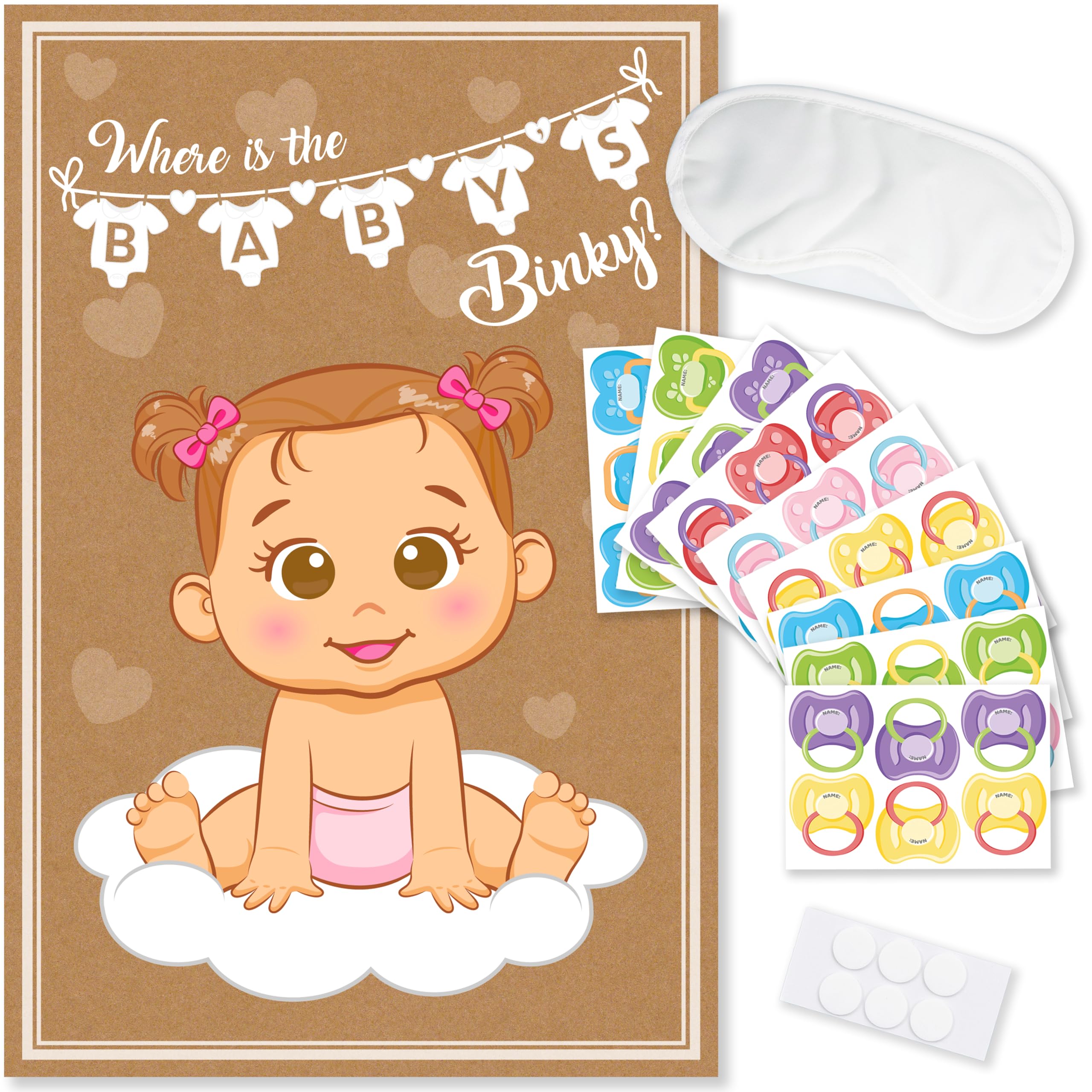 Party Hearty Funny Baby Shower Games for Girl, Pin The Pacifier on The Baby Game, Where is The Babyβs Binky, Pin The Dummy on The Baby