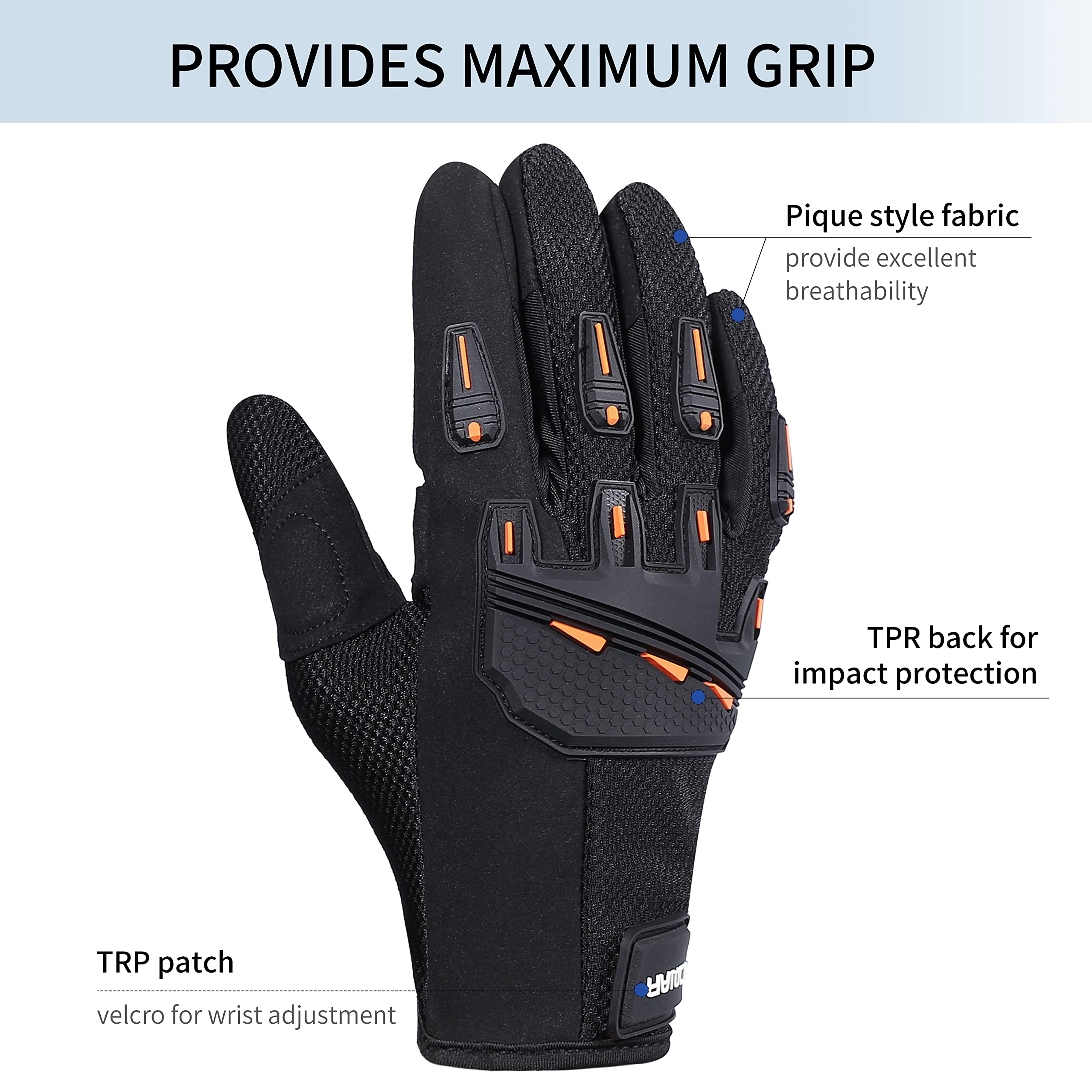 FEAR GEAR Mechanix Gloves For Men,Durable Touchscreen Safety Work Gloves Men,Flexible Grip For Gardener,Yard Chores,Orchard