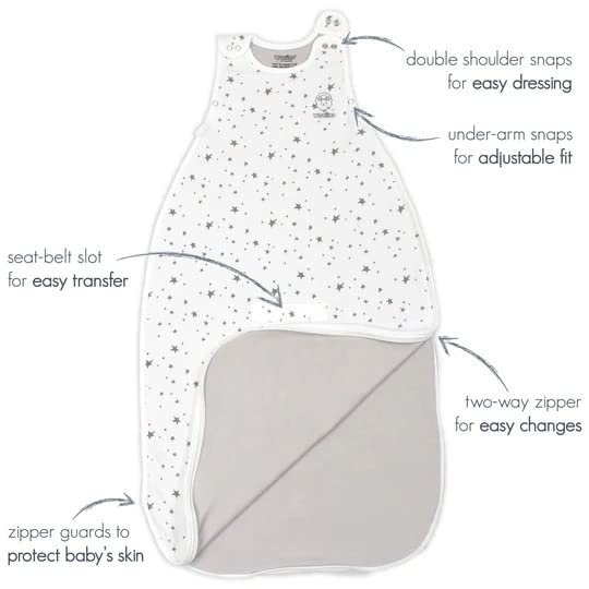 Woolino Toddler Sleeping Sack, 4 Season, Merino Wool, Baby Sleep Bag, 2-4 Years, Star Gray