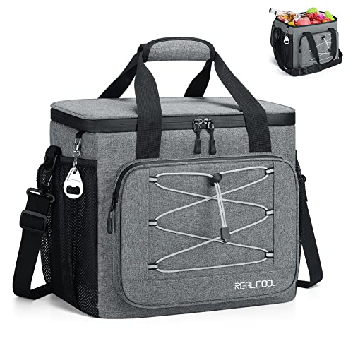 Realcool Soft Cooler Bag 35/45 Can, Collapsible Cooler Insulated Leak Proof, Large Lunch Box for Men Women, Soft-Sided Cooler for Picnic, Grocery, Beach, Camping, Travel