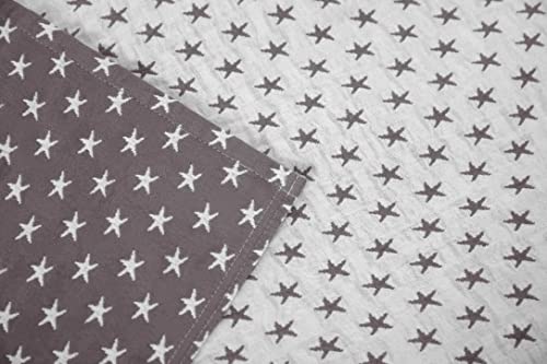 Sterling Creek Dawson Star Muslin Throw Blanket Three Layers Lightweight Breathable Cotton Gauzy Blanket for Adults, All Season (Throw, Gray)
