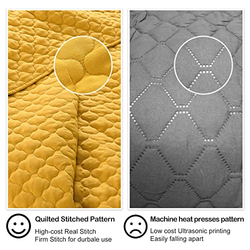Yellow Quilt Queen Size, Lightweight Quilt for Summer Ultra-Soft Microfiber Modern Style Quilted Clouds Pattern Bedspread Quit Set 3 Pieces((1 Quilt and 2 Pillow Shams)