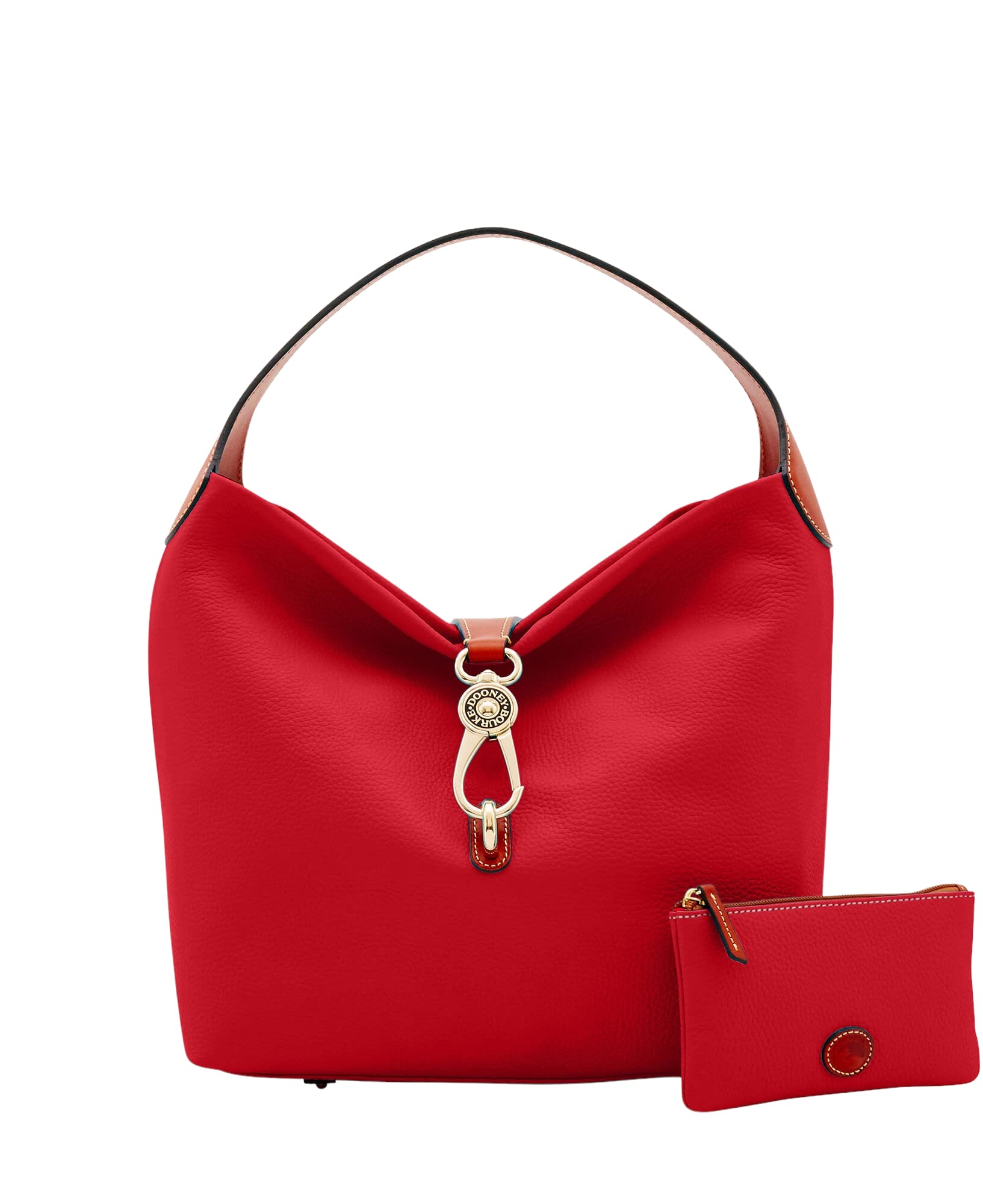 Dooney & Bourke Pebble Grain Logo Lock Shoulder Bag With Pouch (Red)