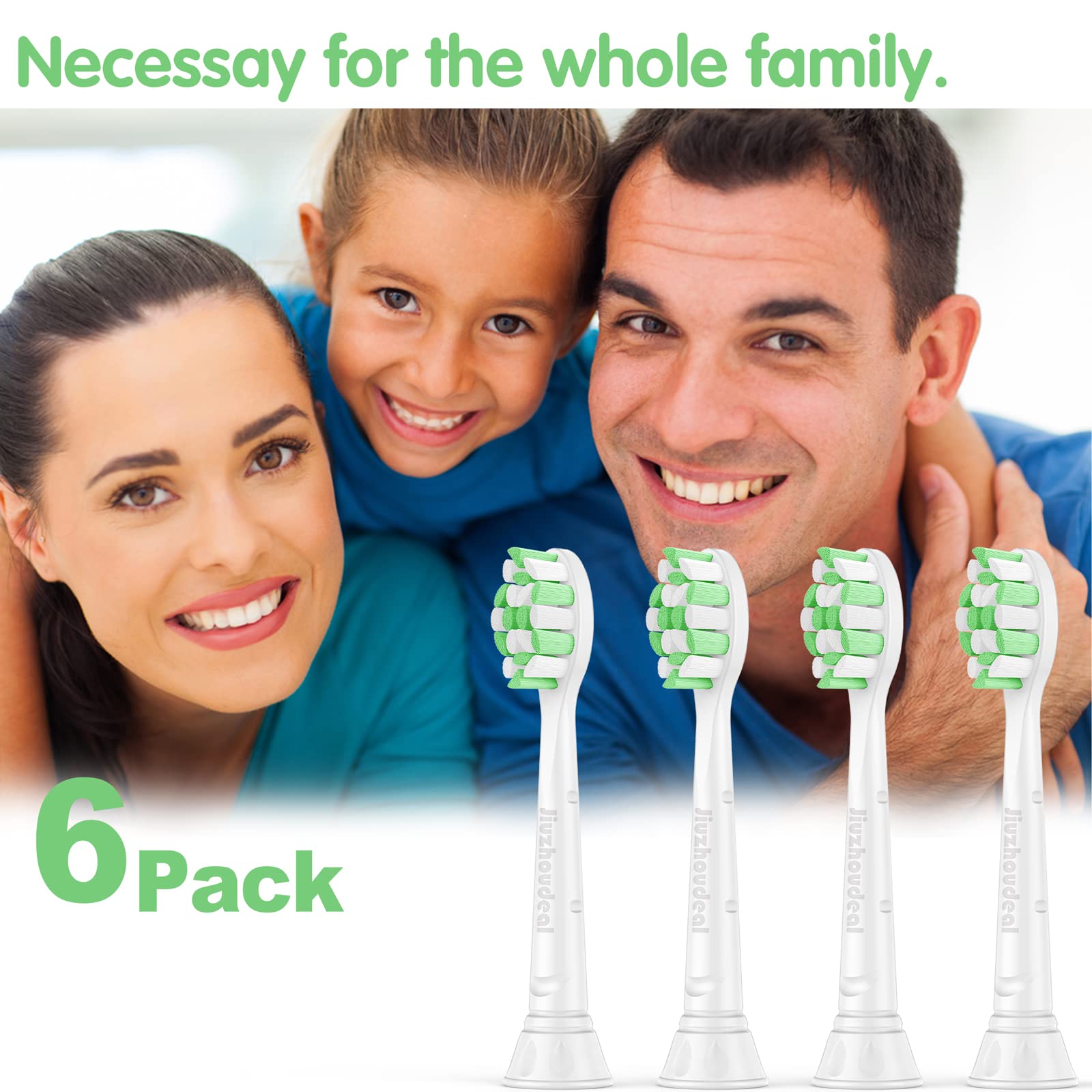 Toothbrush Replacement Heads for Philips Sonicare Toothbrush: Replacement Heads Compatible with Sonicare DiamondClean ProtectiveClean Electric Toothbrush HX6064, 6-Pack