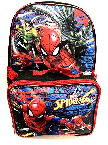 Spiderman Marvel 16" Backpack With Detachable Lunch Box