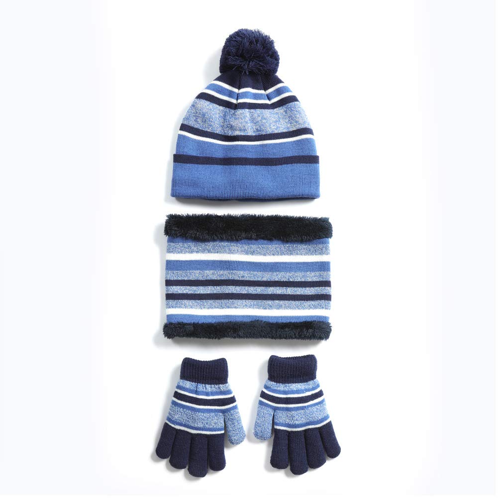 Go Mai Kids Winter Knitted Hats+Scarf +Gloves Sets, Includes Warm Hat All Fingers Gloves and Warm Circle Neck