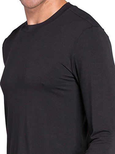 Work Wear Professionals Long Sleeve Men's Underscrub T-Shirt - with Crew Neck WW700, L, Black