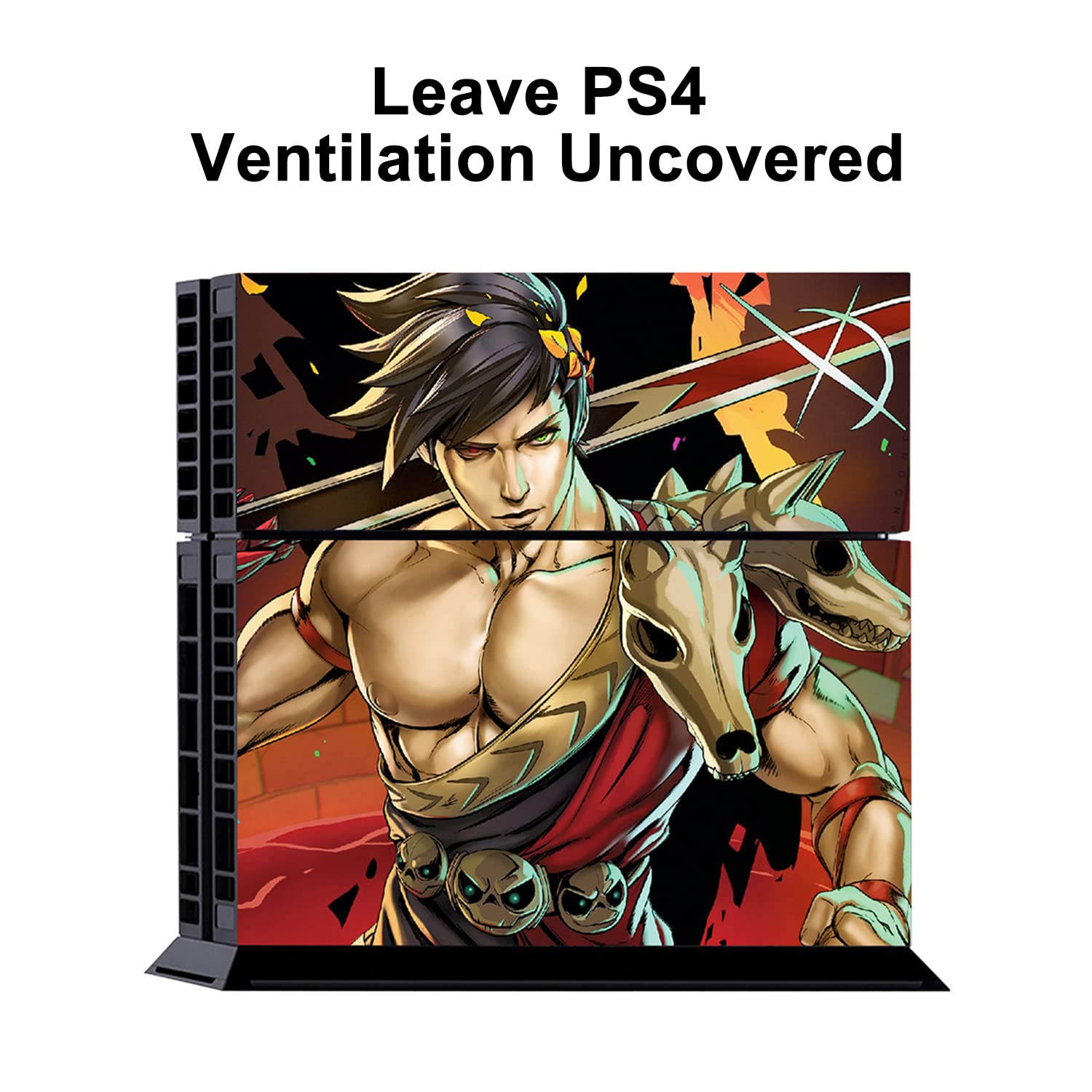Vinyl Decal Skins for PS4 Console and Controllers- Protective Stickers Cover for PS4 Playstation 4 Console & Two Controllers Accessories -Red and Orange