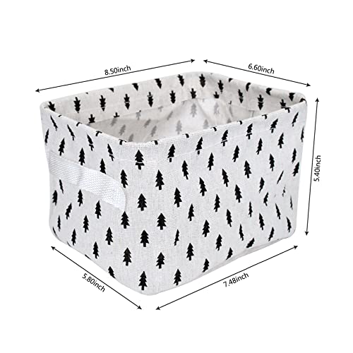 Small Storage Bins Mini Desktop Storage Baskets Foldable Fabric Storage Receive Basket for organizing Makeup, Book, Baby Toy(Pack of 4)
