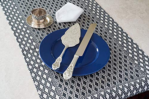 Strova Silver Wedding Cake Serving Set - Elegant Cake Cutting Knife and Server for Event Use