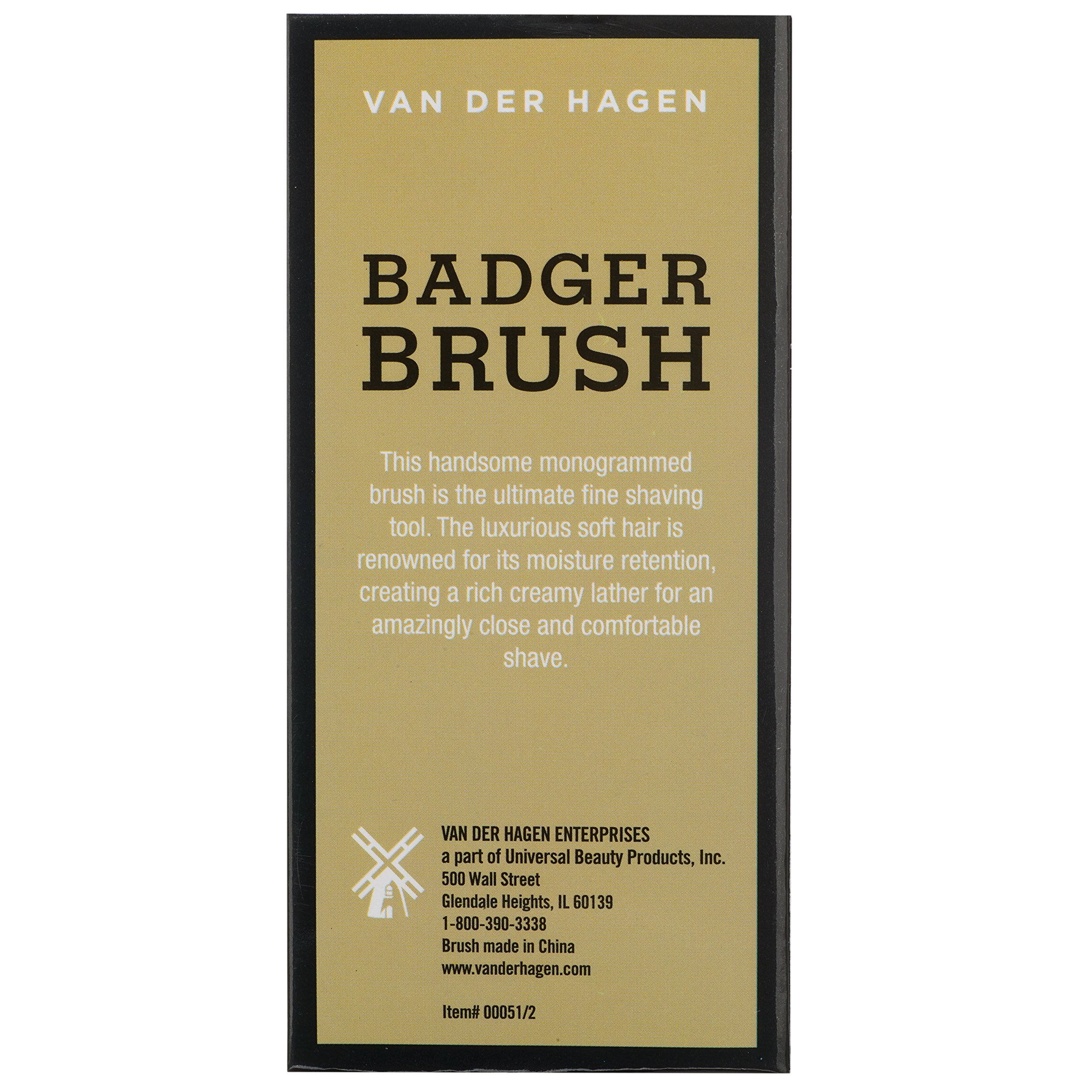 Van Der Hagen Badger Brush - Shave Brush Made from 100% Genuine Badger Hair, Exfoliates and Cleanses Skin