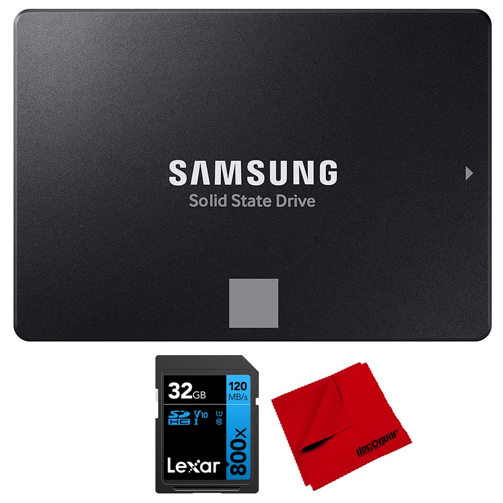 SAMSUNG MZ-77E1T0B/AM 870 EVO SATA 2.5-inch SSD, 1TB Bundle with Lexar 32GB High-Performance 800x UHS-I SDHC Memory Card + Deco Photo 6 x 6 inch Microfiber Cleaning Cloth