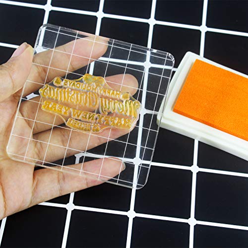 WeiMeet 6 Pieces Stamp Blocks Acrylic Clear Stamping Blocks Tools with Grid Lines for Scrapbooking Crafts Making