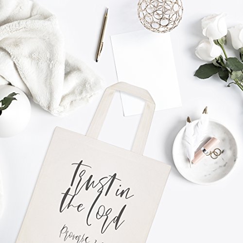 The Cotton & Canvas Co. Trust in the Lord, Proverbs 3:5 Beach, Shopping and Travel Resusable Shoulder Tote and Religious Bible Verse Handbag