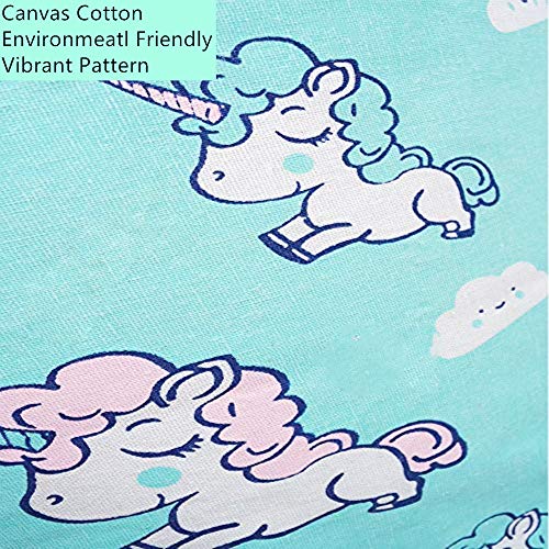 Unibedding 2 Pack Canvas Storage Baskets Large Unicorn Storage Hampers for Girls Kids Room Baby Nursery Collapsible Convenient Home Organizer Containers, Pink Teal Blue