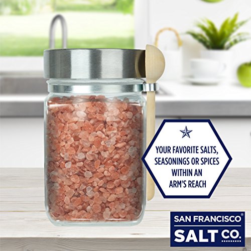 San Francisco Salt Company 8 oz. Glass Jar with Spoon (Chrome Finish Screw-Top Lid)