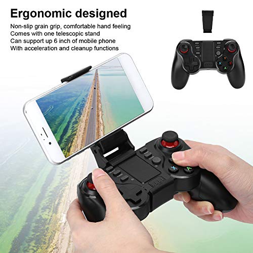 Zopsc Wireless Controller, Bluetooth Game Console for Android, with Built-in Lithium Battery (380 mAh), with Acceleration and Cleaning Functions, Supports 6-Inch Mobile Phone