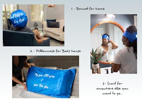 Zeta Phi Beta Sorority Paraphernalia: Satin Bonnets, Satin Pillowcase and Satin Head Scarf - 3 Piece Set; Hair Bonnets for Black Women