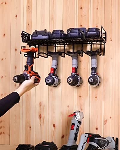 UNITEDPOWER Wall Mounted Power Tool Organizer Holder, Heavy Duty Utility Storage Rack for Battery Powered Hand Tools, Cordless Drill Rack and Tool Shelf w/Compact Design, Perfect for Father's Day