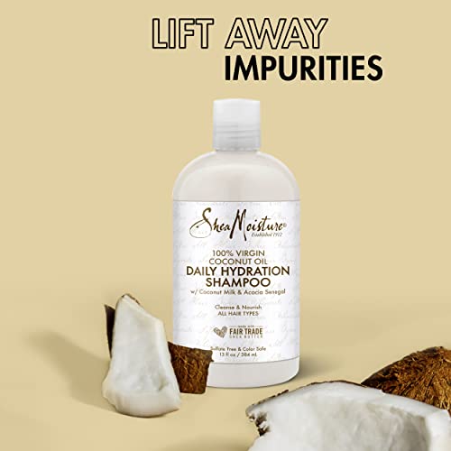 SheaMoisture 100% Virgin Coconut Oil Daily Hydration Shampoo & Conditioner | 13 fl. oz. Each