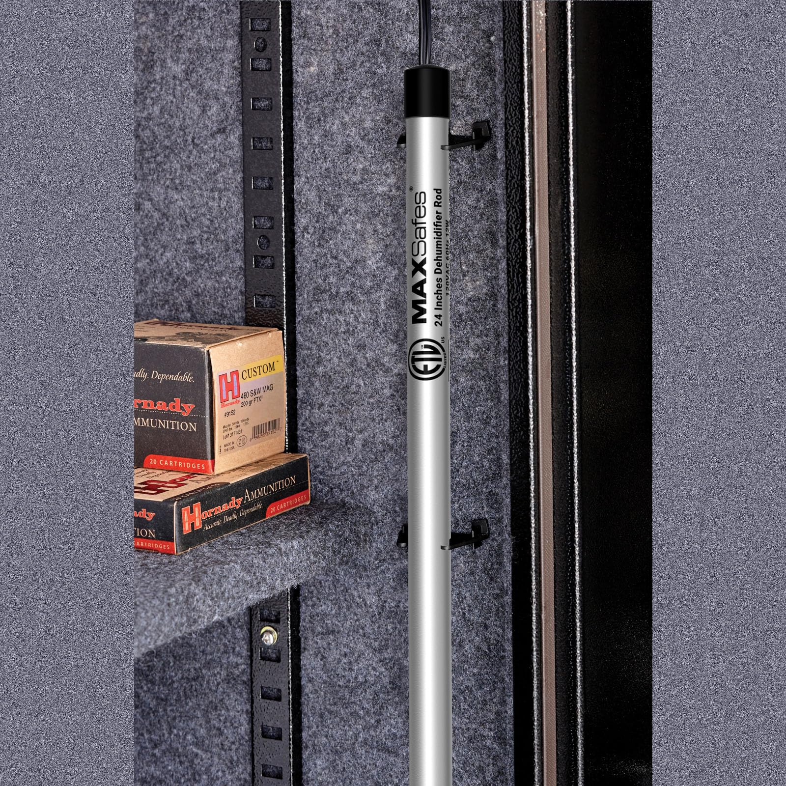MAXSafes Gun Safe Dehumidifier Rod, Dry Rod - Easy Installation Plug-in Electric Dehumidifier Eliminates Moisture for Gun Safes & Cabinets, ETL Approved (24in)