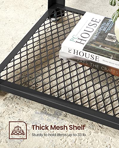 VASAGLE Side Table, 2-Tier Nightstand, End Table with Mesh Shelf, Steel Frame, Adjustable Feet, for Living Room, Bedroom, Industrial Style, Rustic Brown and Black ULET41X