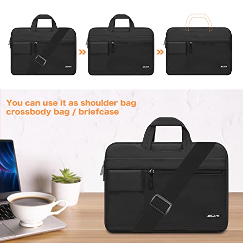 MOSISO Laptop Shoulder Bag Compatible with MacBook Air/Pro,13-13.3 inch Notebook,Compatible with MacBook Pro 14 inch 2023-2021 A2779 M2 A2442 M1,Polyester Flapover Briefcase Sleeve Case, Black