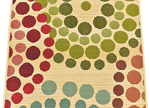 Unique Loom Outdoor Modern Collection Area Rug - Spark (2' x 6' 1" Runner, Beige/ Burgundy)