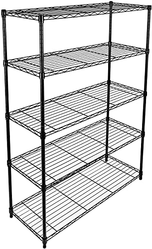 YSSOA 5-Tier Heavy Duty Storage Shelving Unit,Black,36L x 14W x 60H inch