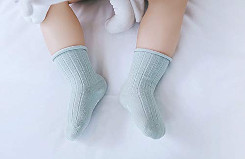 QandSweet Baby Boy Combed Cotton Socks Toddler Ankle Sock Non-Skid for Newborn Infant Childrens (0-6M, 9 Colors)
