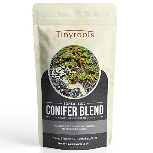 Tinyroots Conifer Bonsai Soil Blend β 2.25 Quarts - Formulated and Pre-Mixed for Junipers, Japanese Black Pines, White Pines, Cedar, Cypress and All Other Conifers