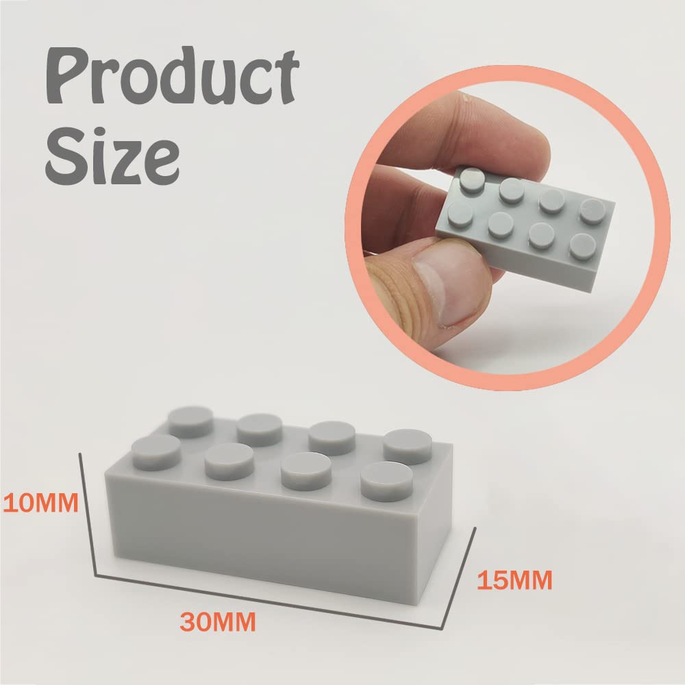 HUIZDQ 200 Piece Classic Building Bricks, 2x4 Building Blocks STEM Creative Building Toys, 100% Compatible with All Major Brands, MOC Building Bricks DIY Play Set for Kids Age 6+(Light Grey)