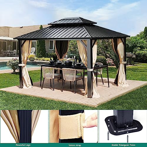 YITAHOME 10x10ft 2-Tier Hardtop Gazebo (10' X 12')