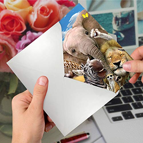 NobleWorks - 1 Funny Animal Birthday Card with Envelope - Cute Kids Card for Birthdays - Here's Looking at Zoo C6639FBDG-US