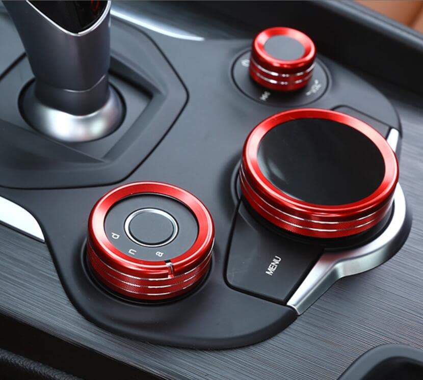 YUWATON Compatible with 2017-2019 Alfa Romeo Giulia Stelvio Accessories Multimedia Knob Cover (red)