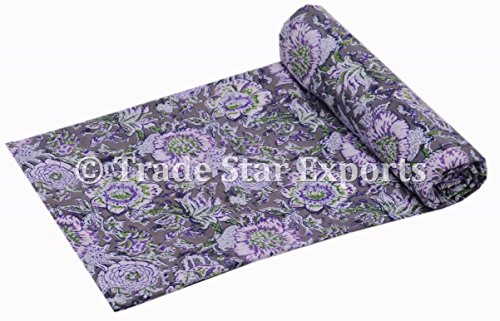Trade Star 3 Yard Block Print Dressmaking Fabric 100% Cotton Floral Print Fabric for Sewing Crafting Ethnic Running Natural Dye Sanganeri Indian Fabric by The Yard Width 44 Inches (Pattern 4)