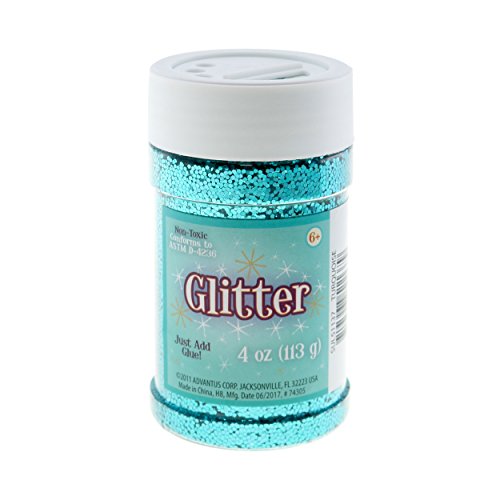 Sulyn Turquoise Glitter Jar, 4 Ounces, Non-Toxic, Reusable Jar with Easy to Use Shaker Top, Multiple Slot Openings for Easy Dispensing and Mess Reduction, Turquoise Blue Green Glitter, SUL51137